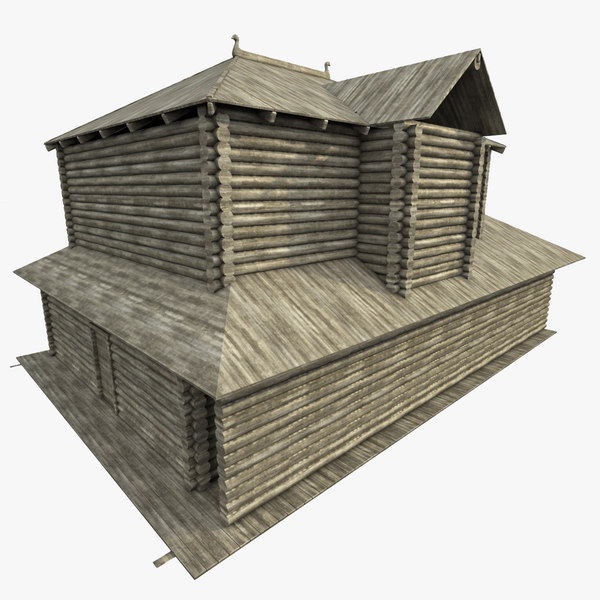 3d ancient log house model