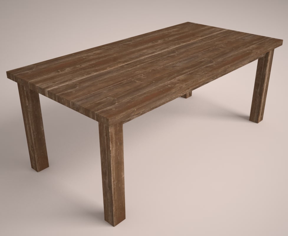 3d model old wooden table