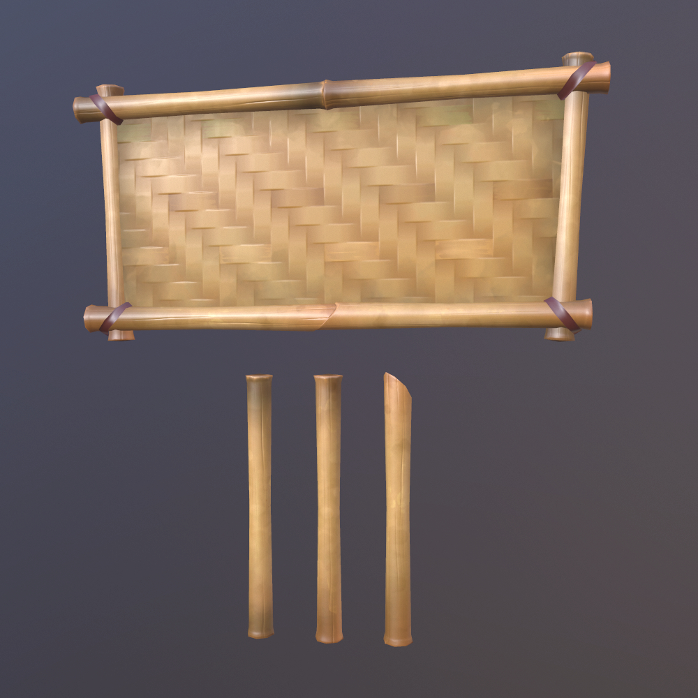 cartoon stylized bamboo sign 3d model