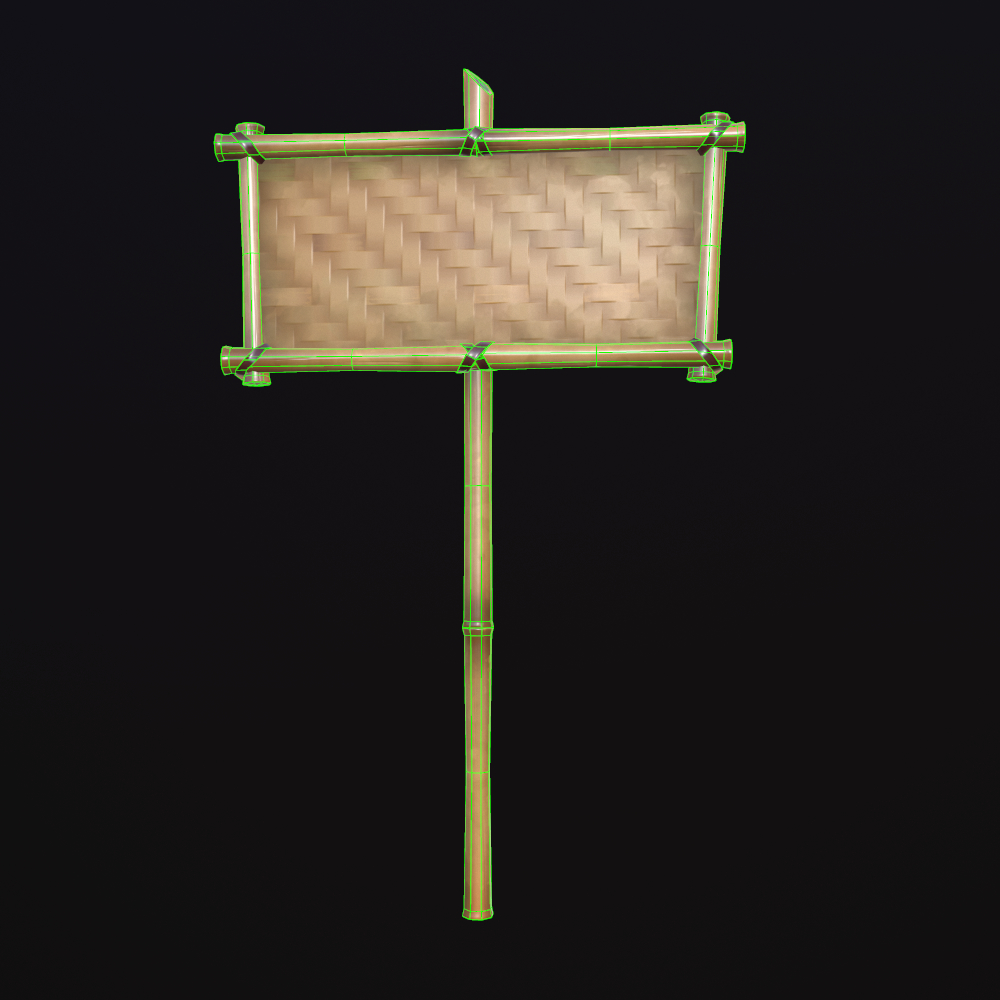 cartoon stylized bamboo sign 3d model