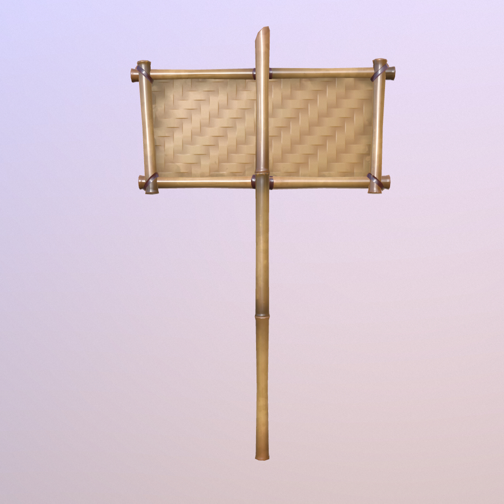 cartoon stylized bamboo sign 3d model