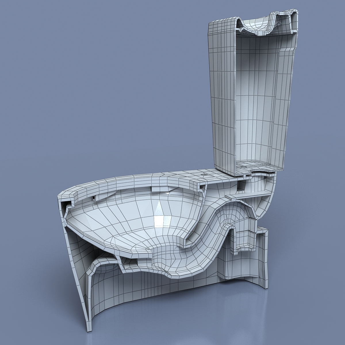 3d model toilet cut half