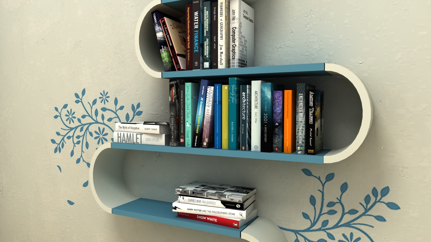 3d model set books shelf