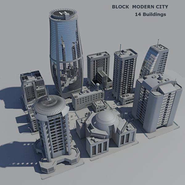 3d block futuristic city