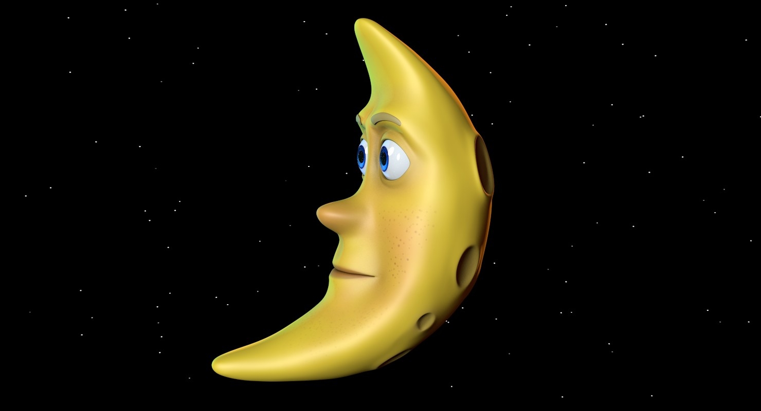 cartoon moon character 3d c4d