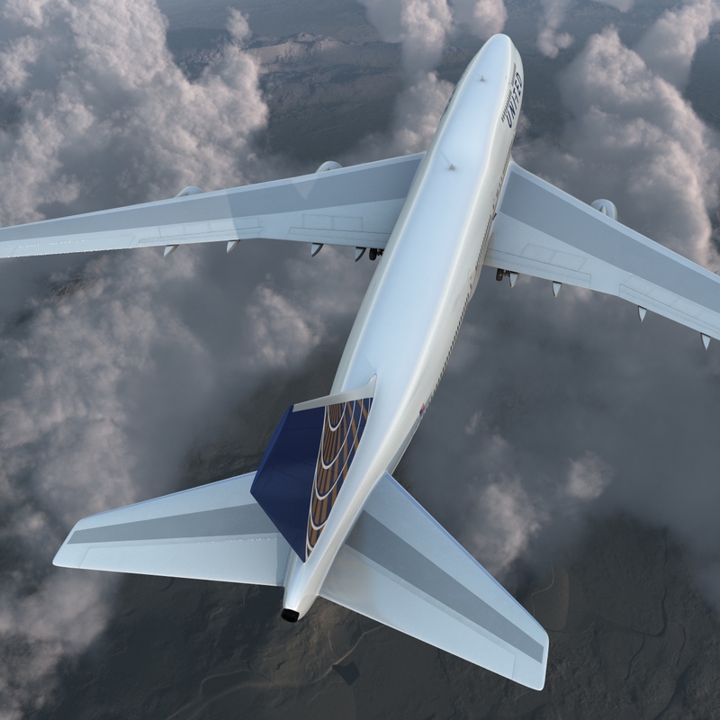 3d model boeing 747 400 united