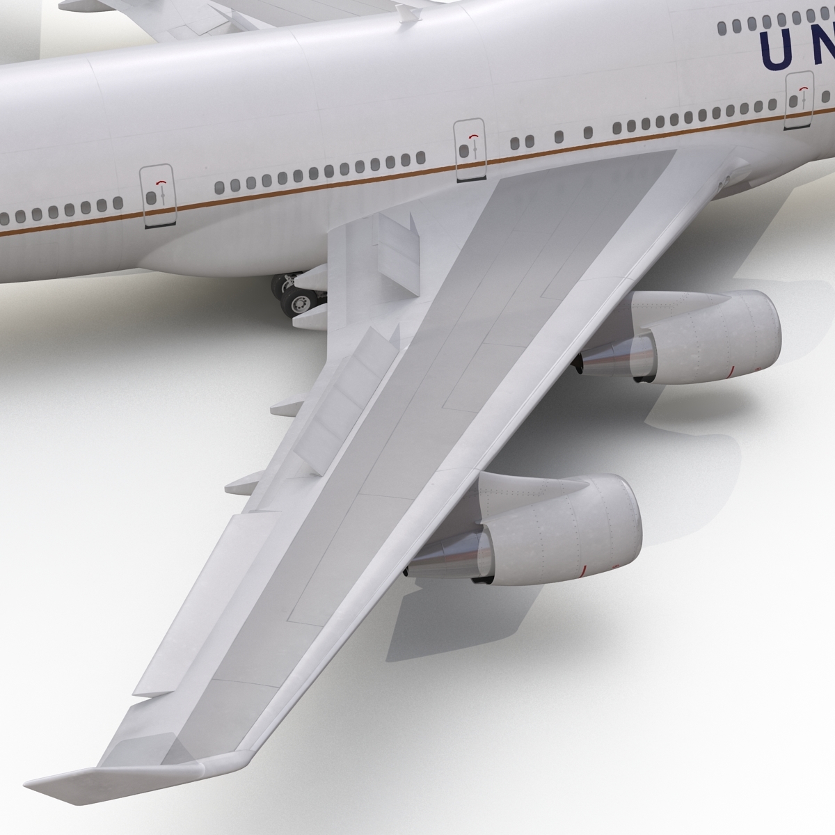 boeing 747-400 united rigged 3d max