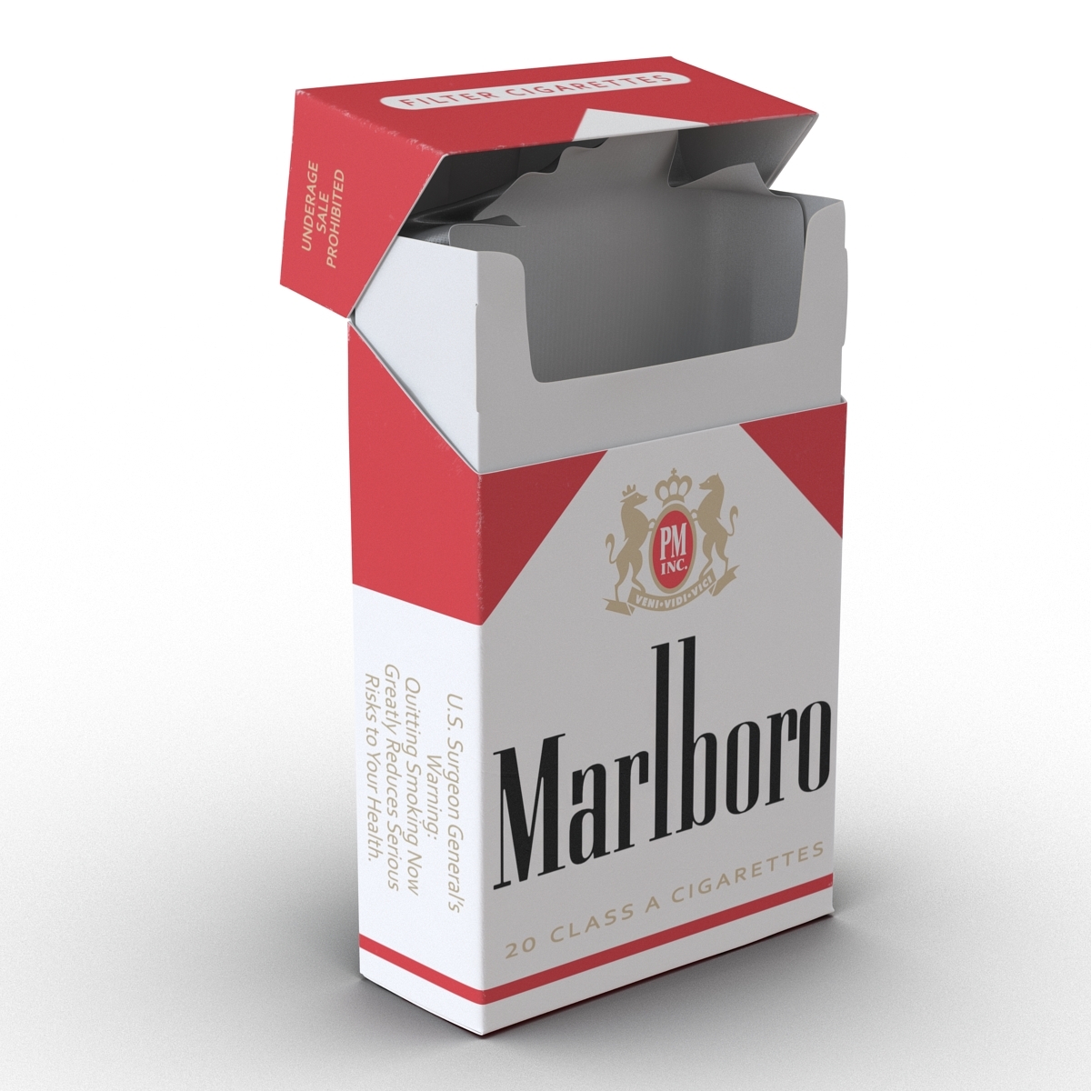 opened cigarettes pack marlboro 3d model