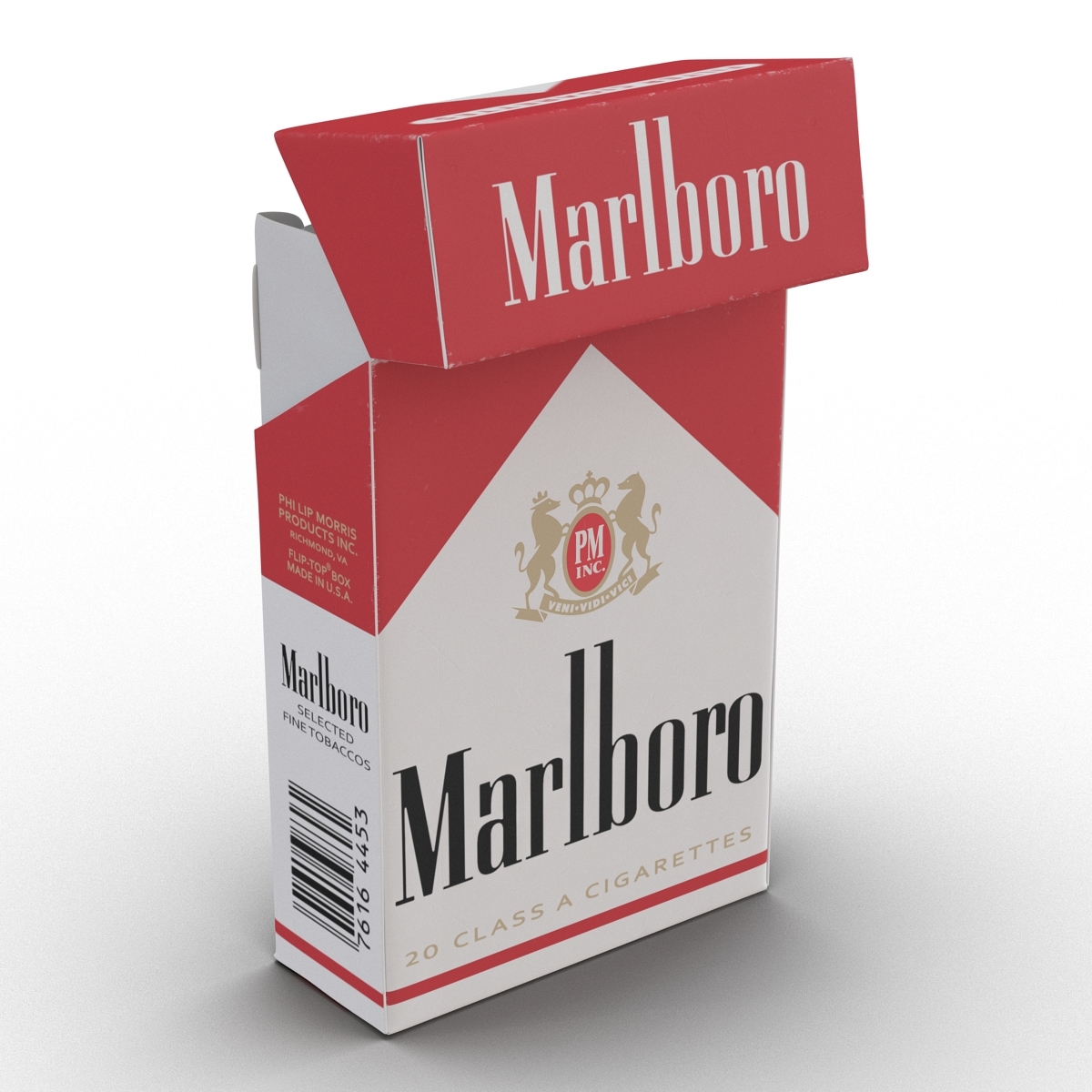 opened cigarettes pack marlboro 3d model