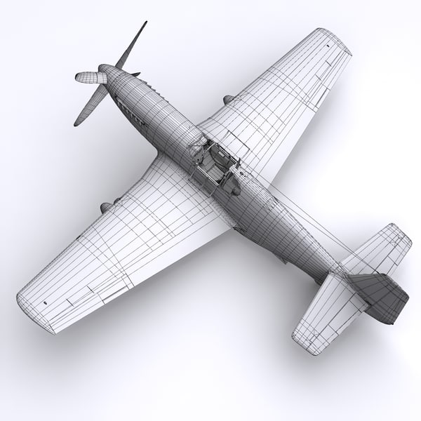 3d model of p-51 fighter p-51b lt