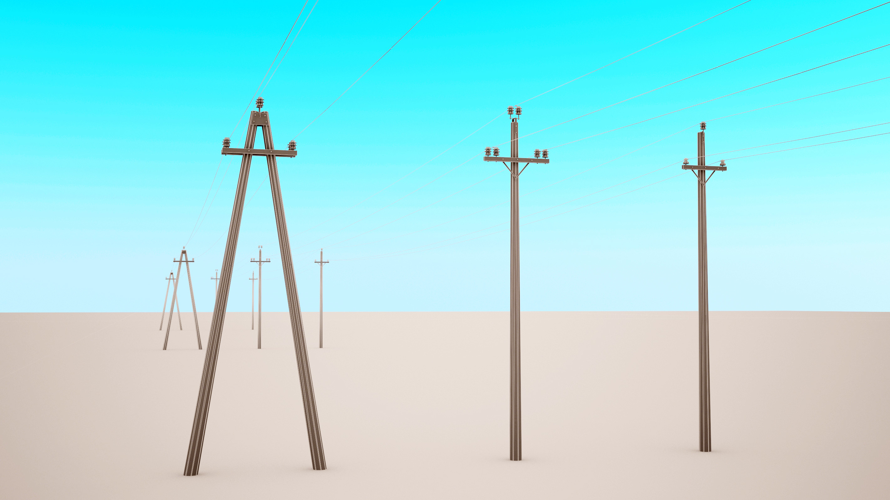 3d power lines 6-10kv model