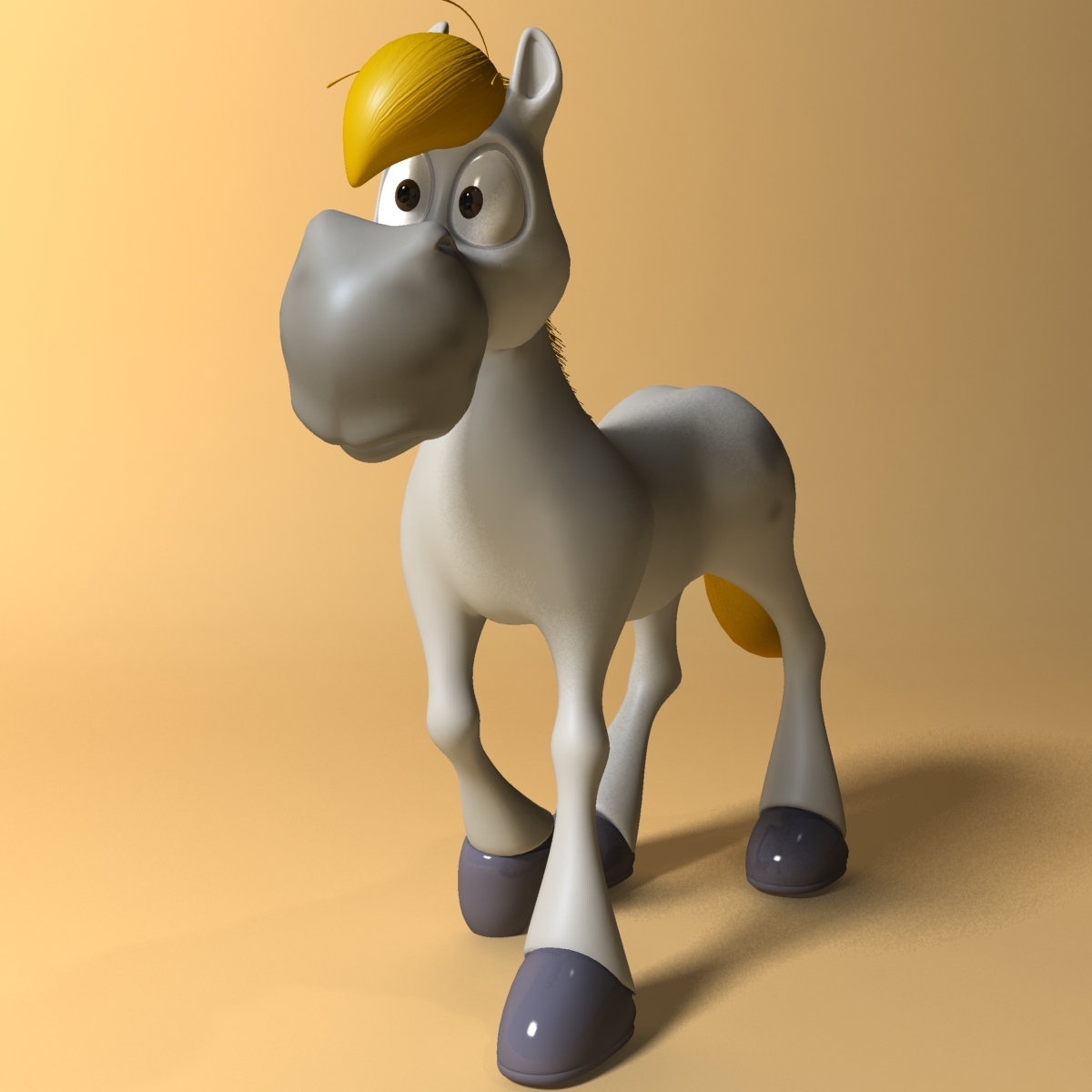 cartoon horse rigged anime 3d model