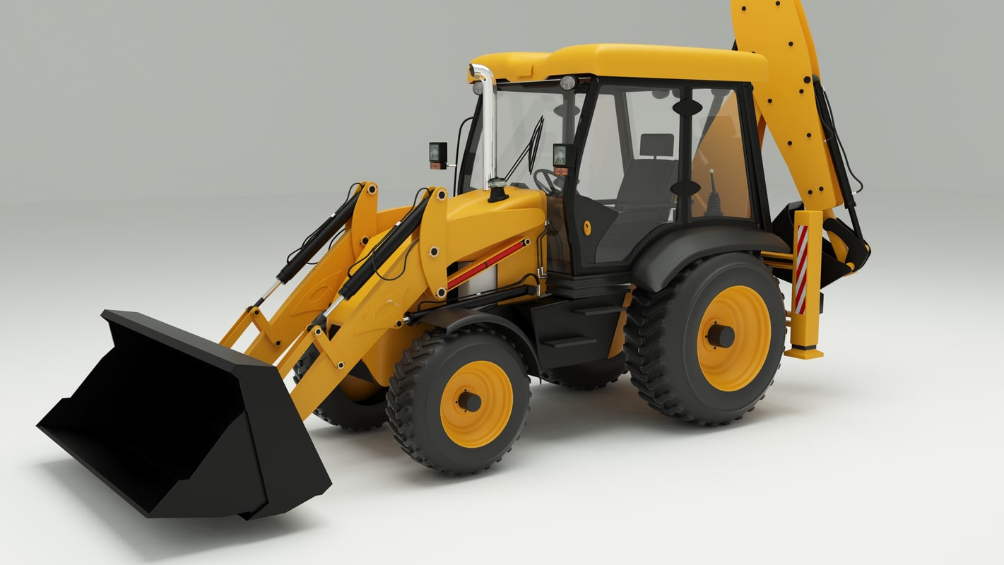 3d backhoe loader model