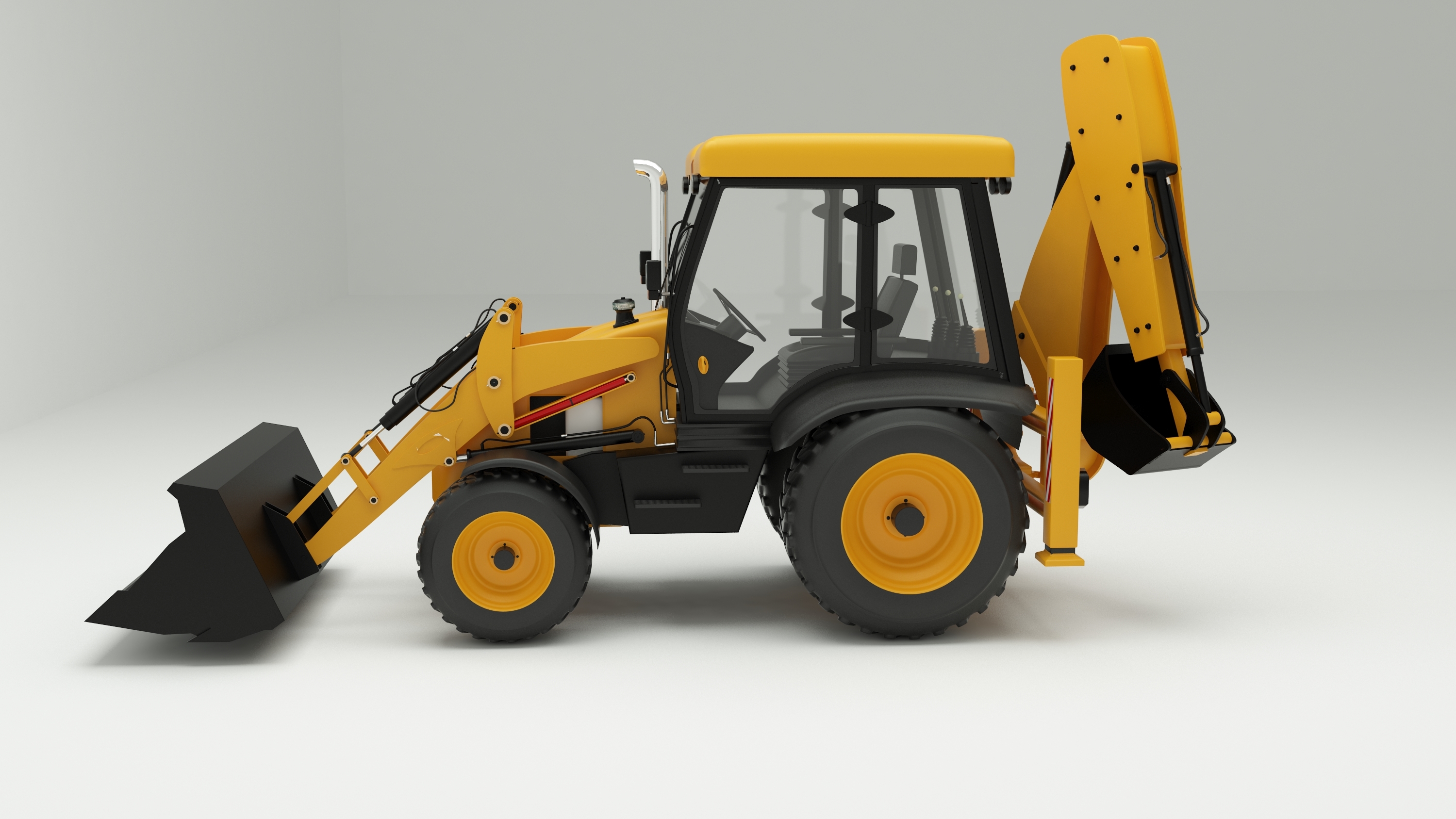 3d backhoe loader model