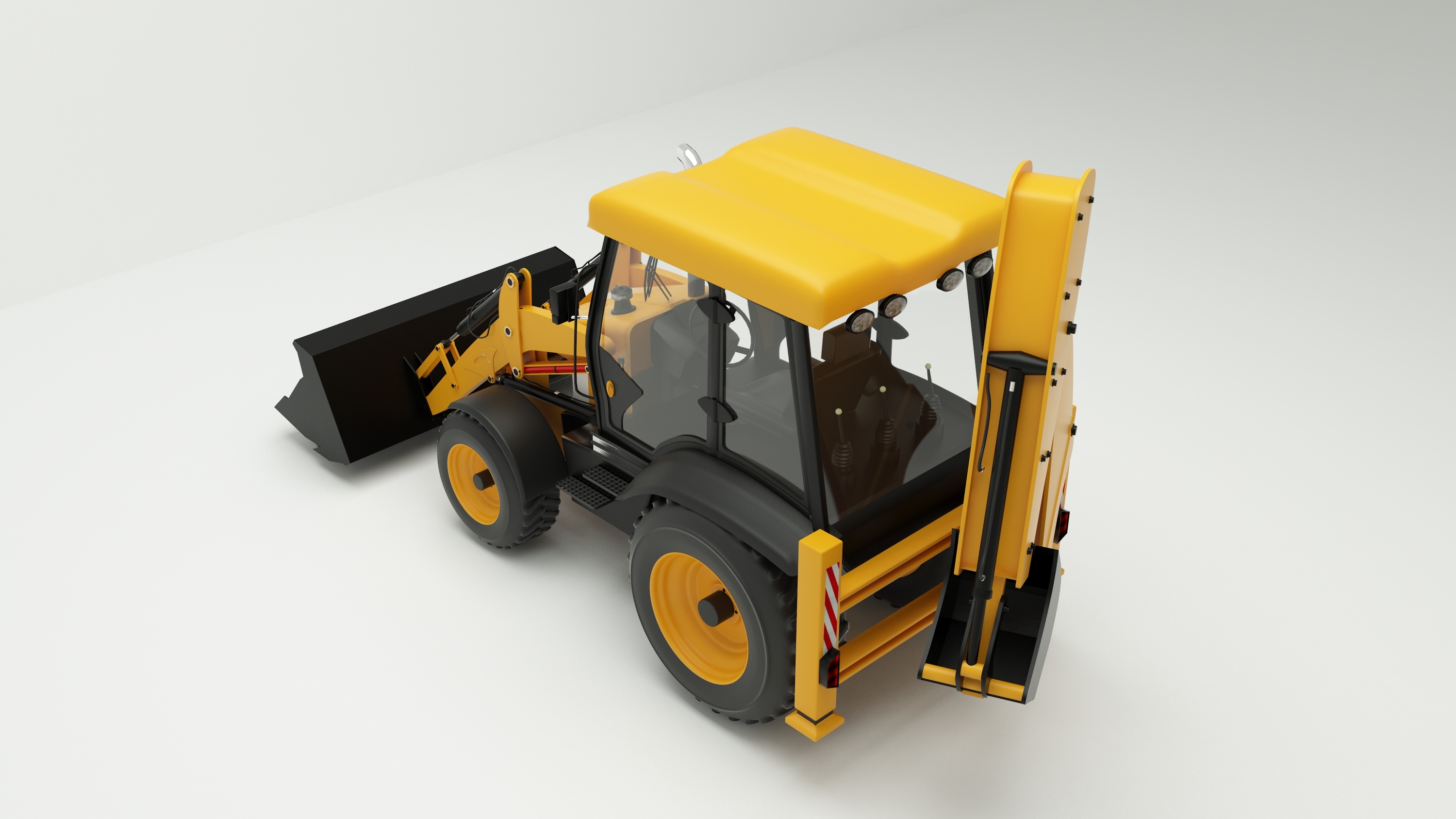 3d backhoe loader model