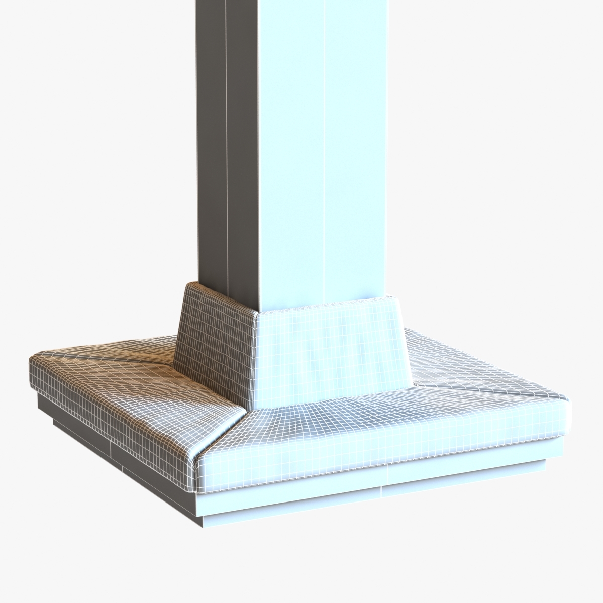 wood column seat square 3d model
