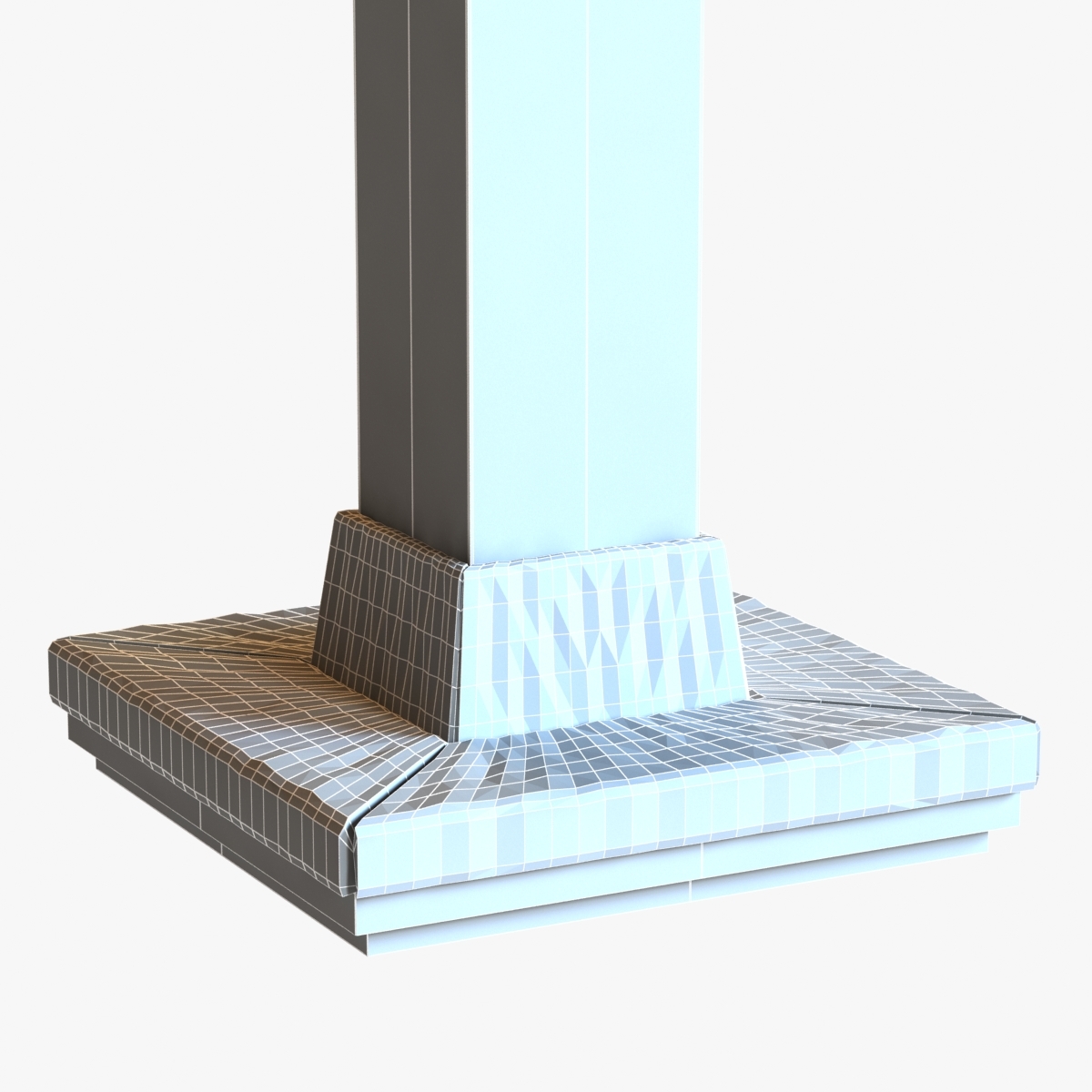 wood column seat square 3d model