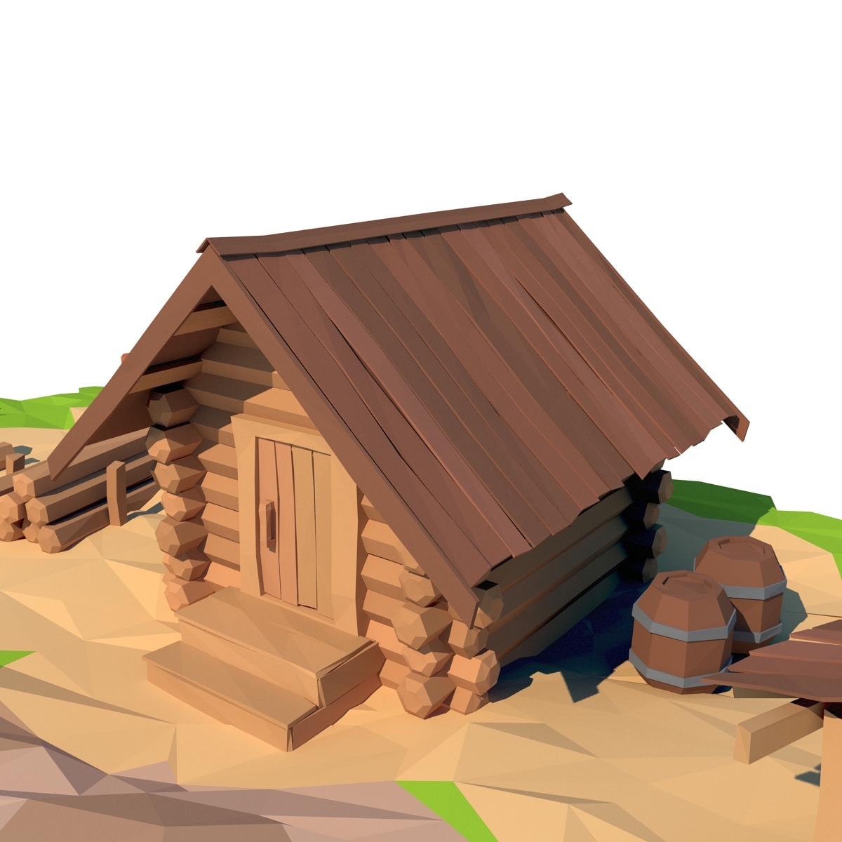 3d model of wooden sawmill cartoon