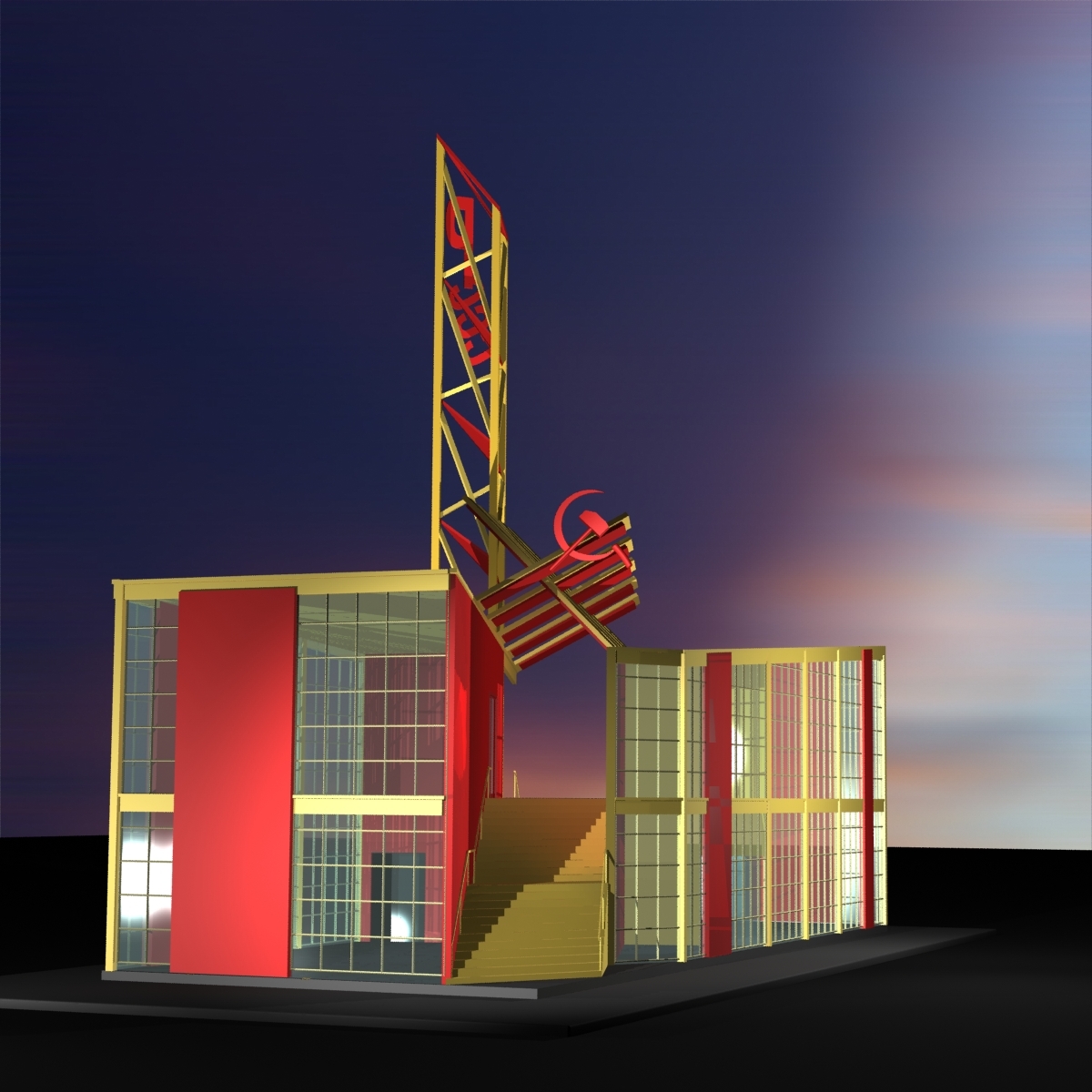 soviet pavilion paris exposition 3d max