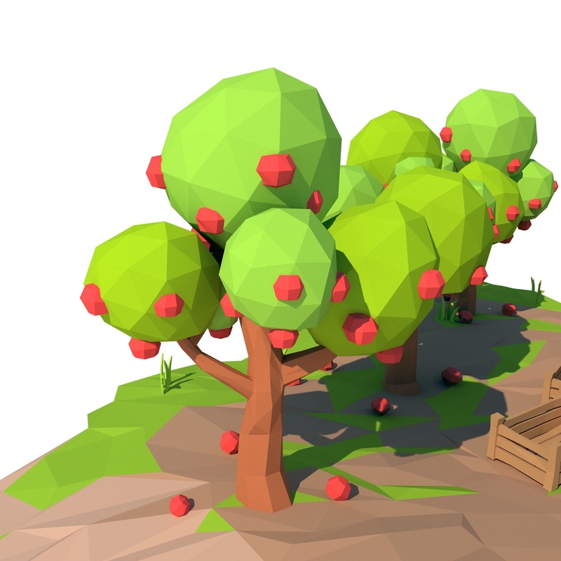 3d apple orchard cartoon model