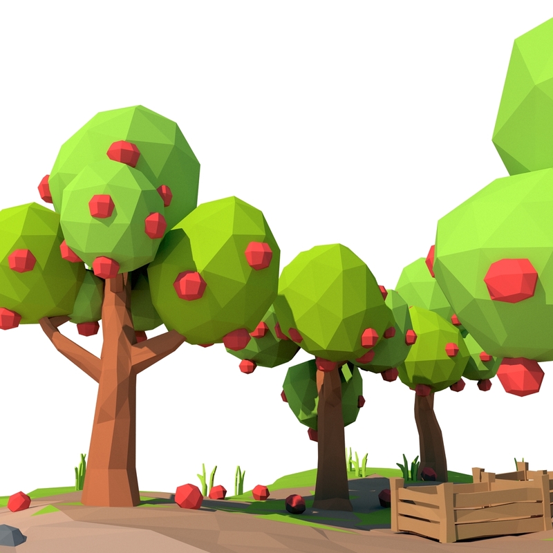 3d apple orchard cartoon model