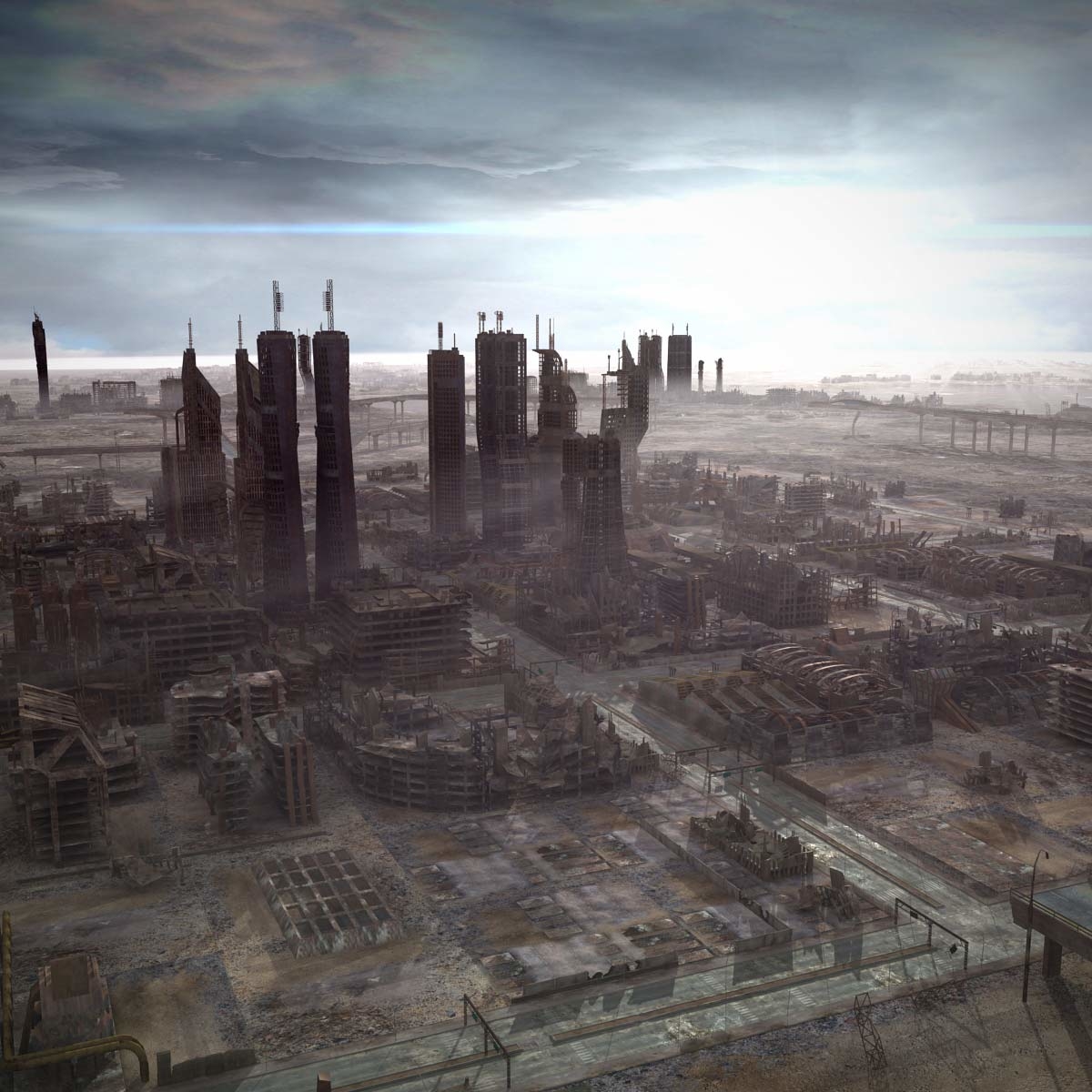 ruined city post apocaliptic 3d model