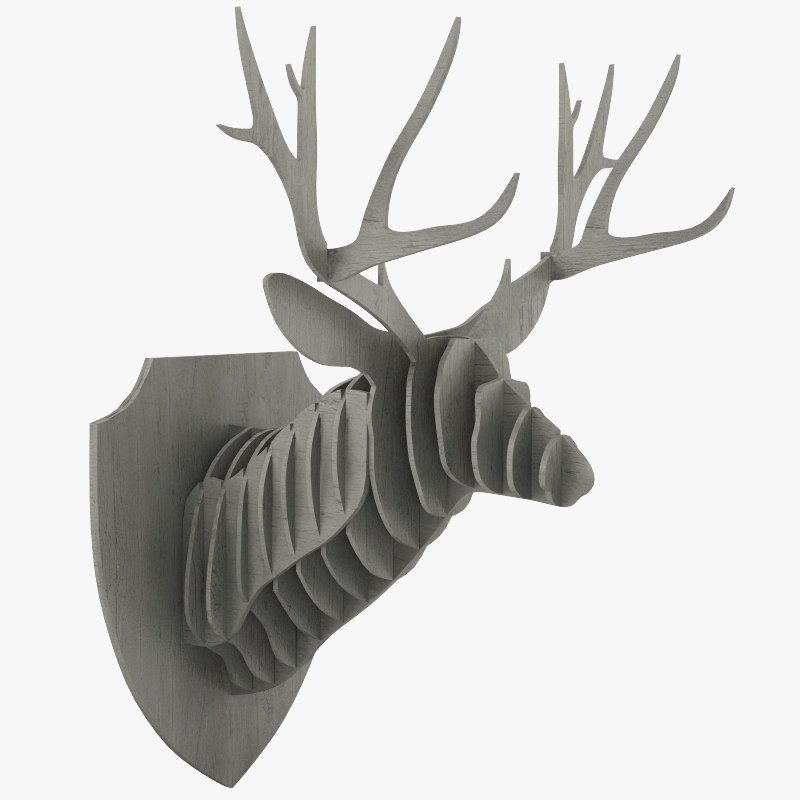 cardboard deer head 3d model