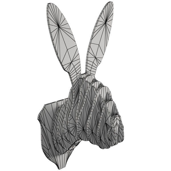 3d model cardboard rabbit head