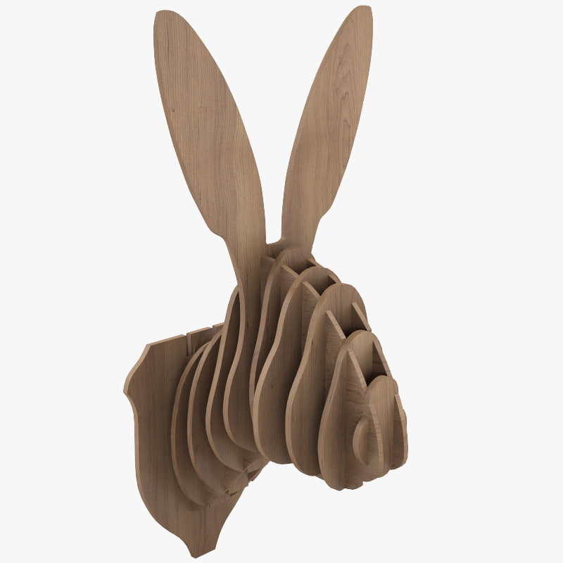 3d model cardboard rabbit head