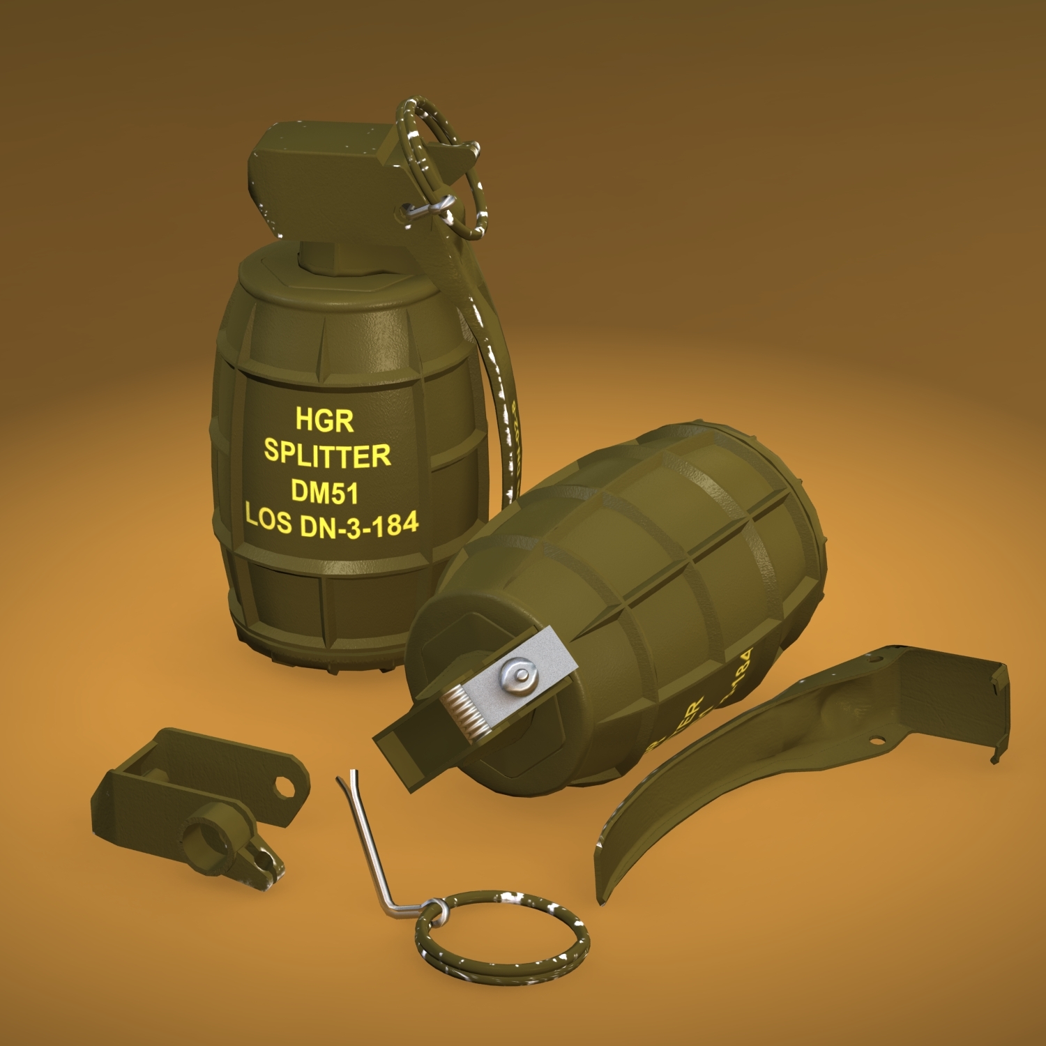 hand grenade dm51 3d model