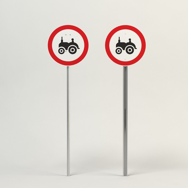 Tractor Road Sign 3d Obj