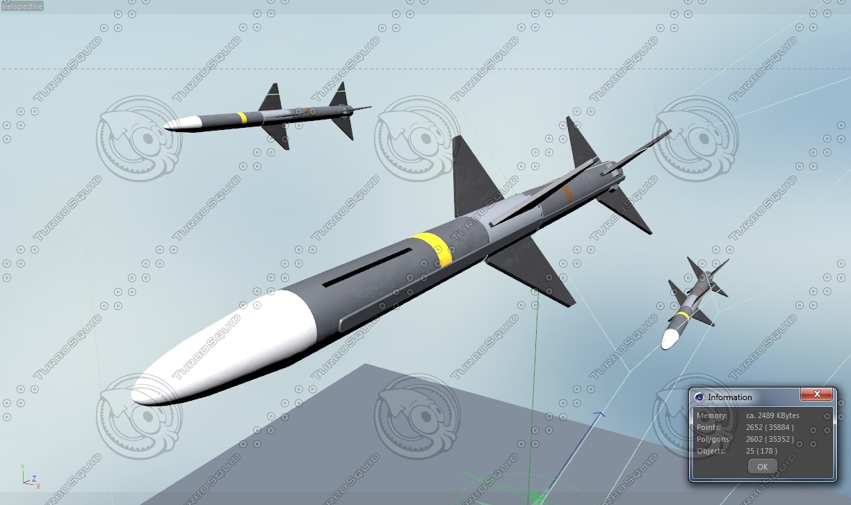 aim-7 sparrow missile 3d model
