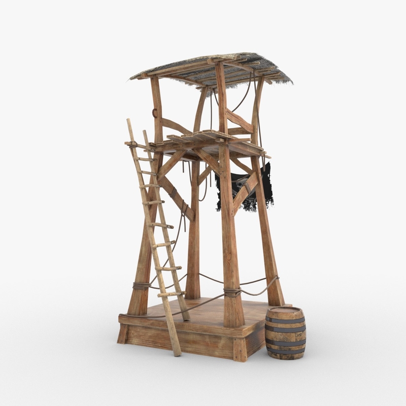 3d wooden tower pirate model