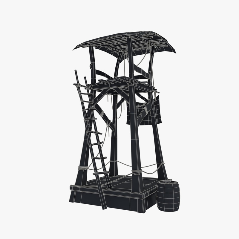 3d wooden tower pirate model