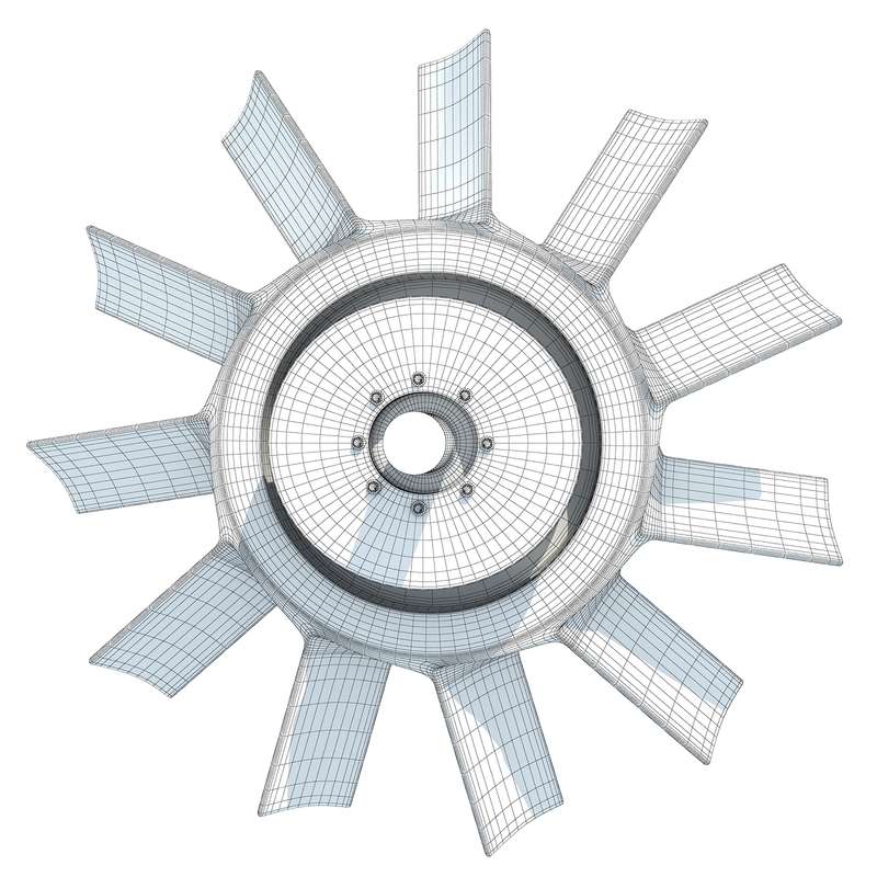 3d engine cooling fan modeled model