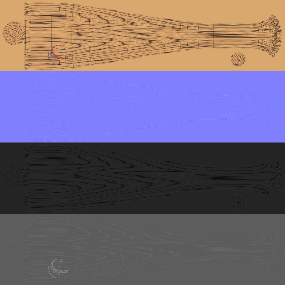 3d model of bat baseball