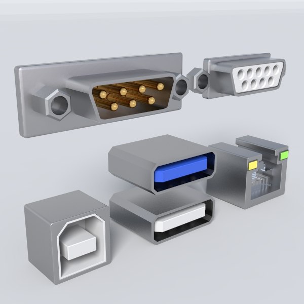 3d computer ports model