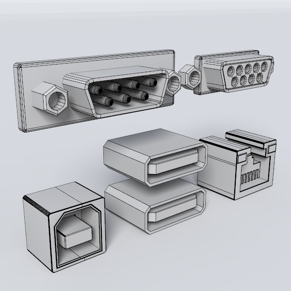 3d computer ports model
