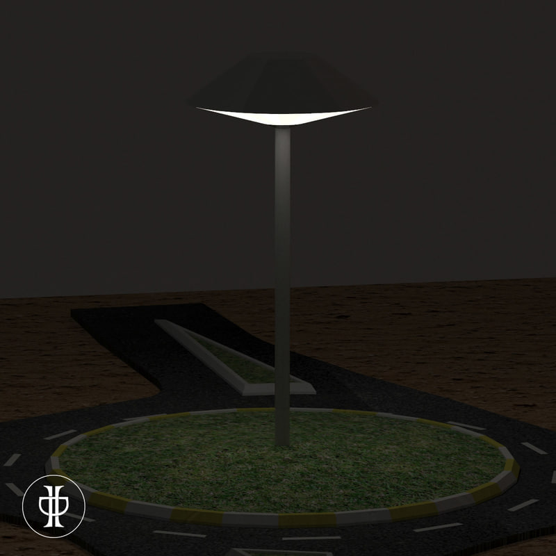 3d roundabout night lighting