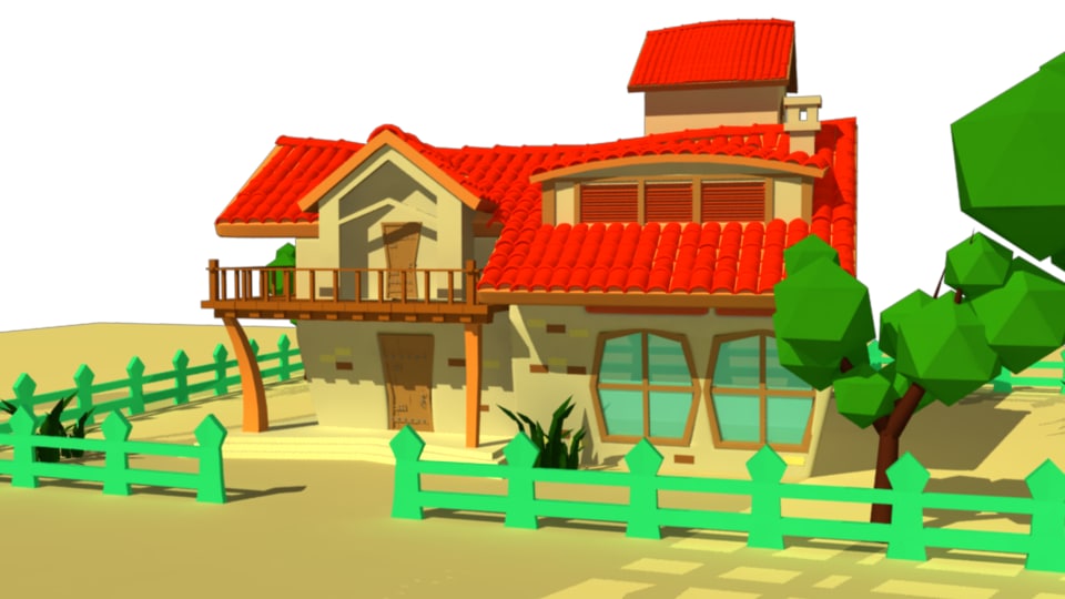 cartoon villa fbx