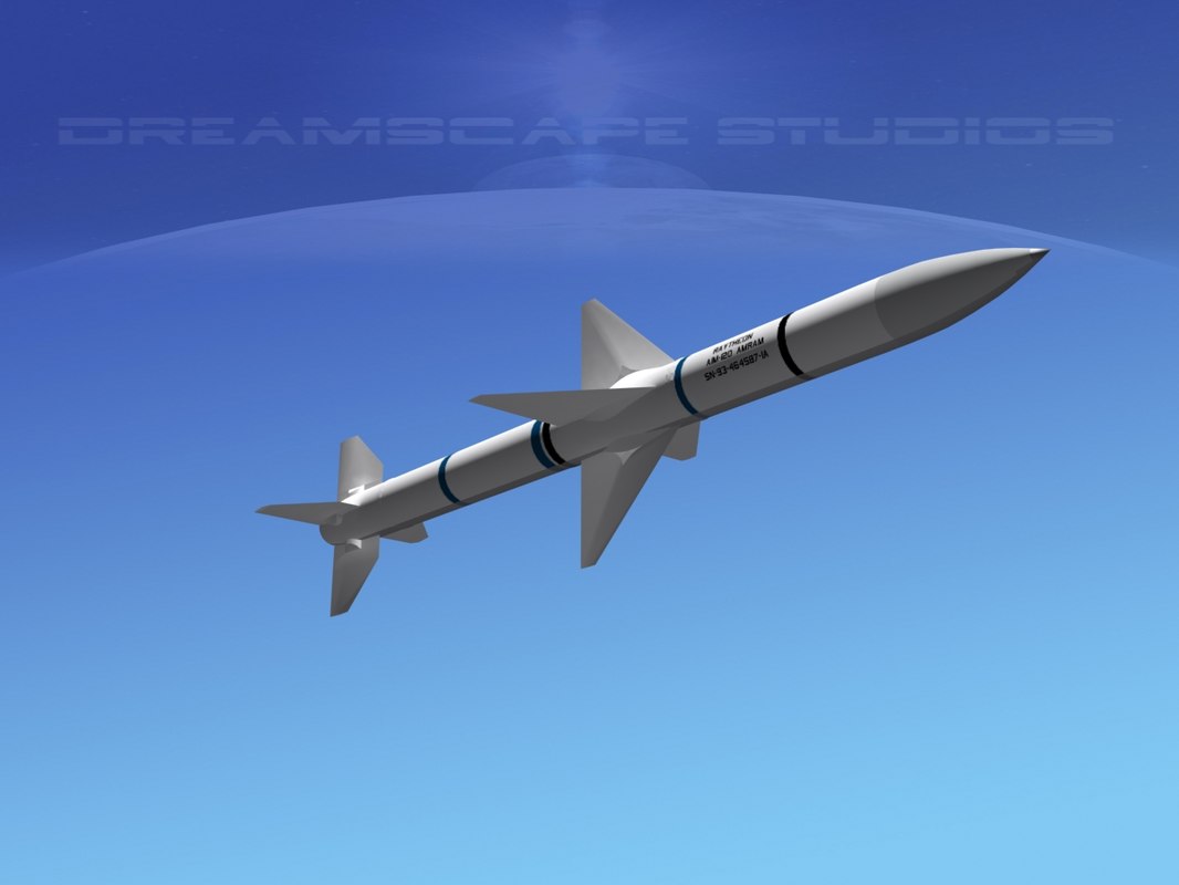 modern aim-120 air missile 3d model
