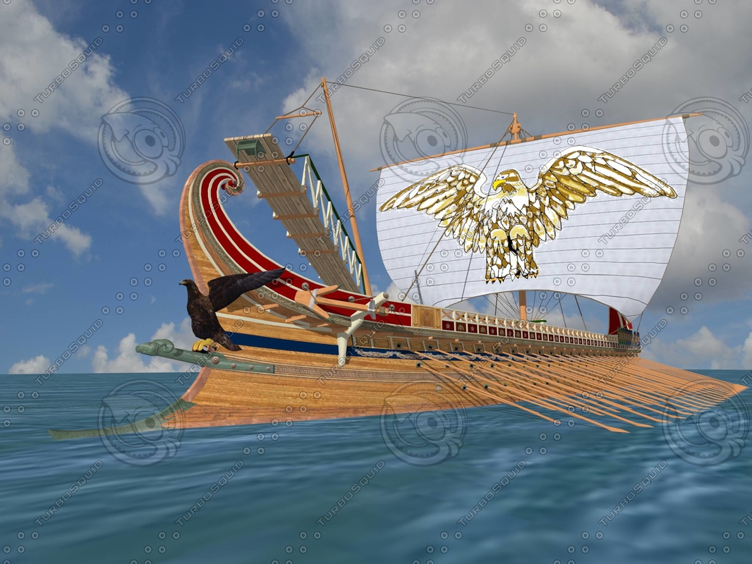 3d model roman trireme battle ship