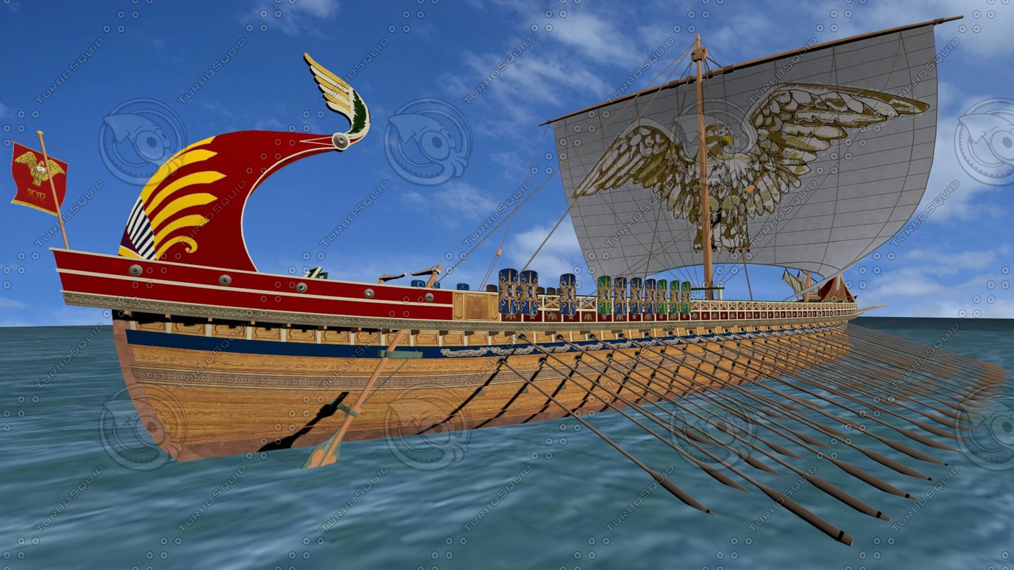 3d model roman trireme battle ship