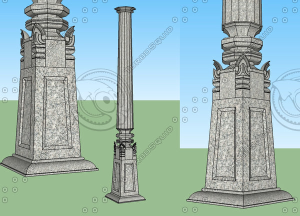 Building SketchUp stone pillar south