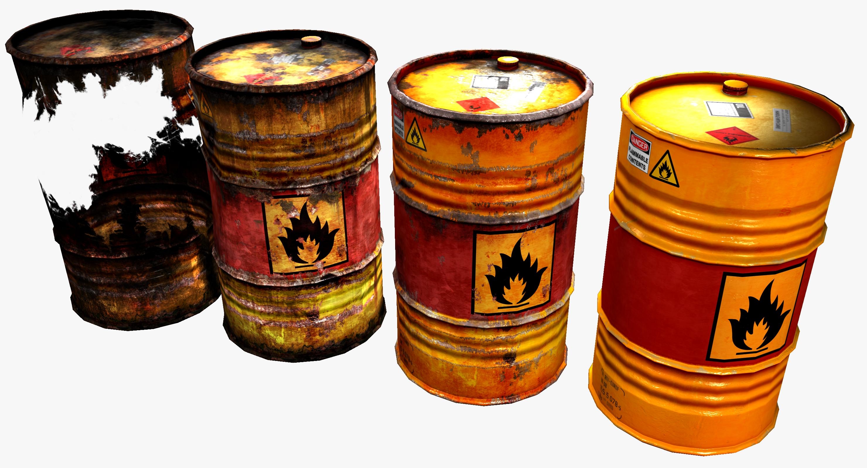 3d model explosive barrel orange