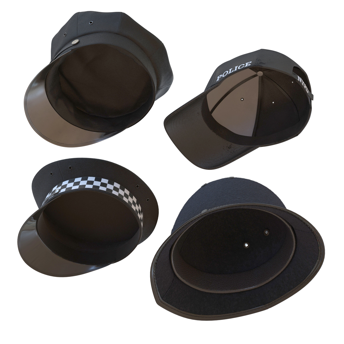 police hats 2 3d model