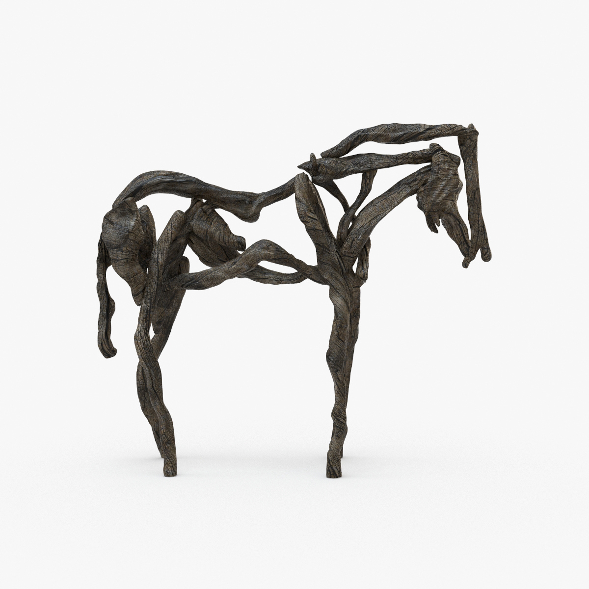 3d horse wooden sculpture wood model