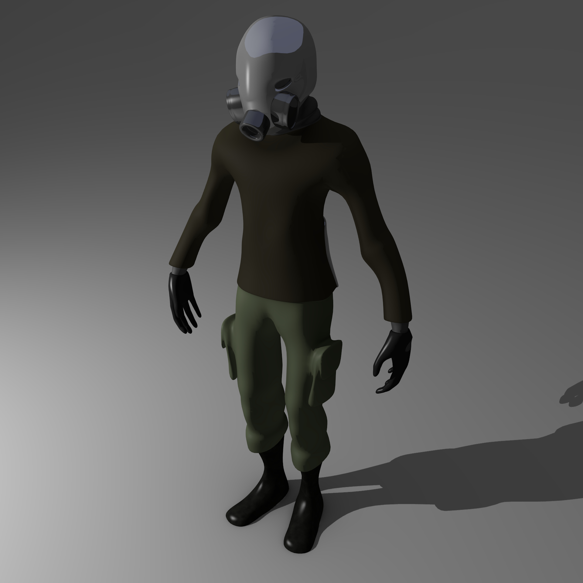3d rigged gas mask character