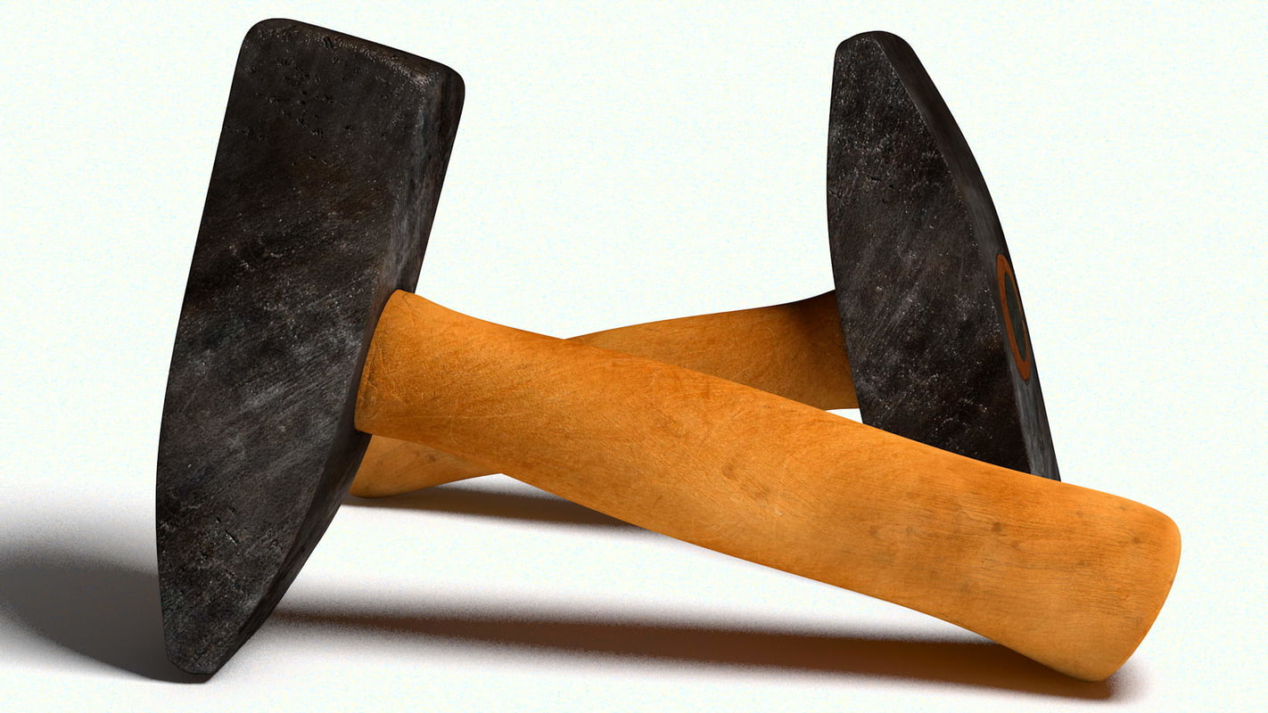 3d worn scratched hammer