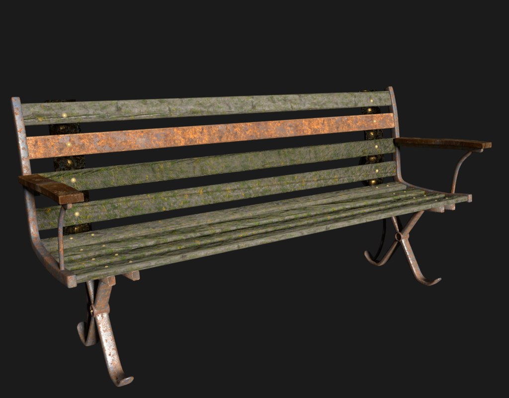 old rusty bench 3d obj